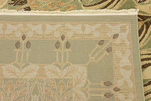 Unique Loom Edinburgh Collection Area Rug - Canmore (7' 1" x 10' Rectangle, Light Green/ Cream)