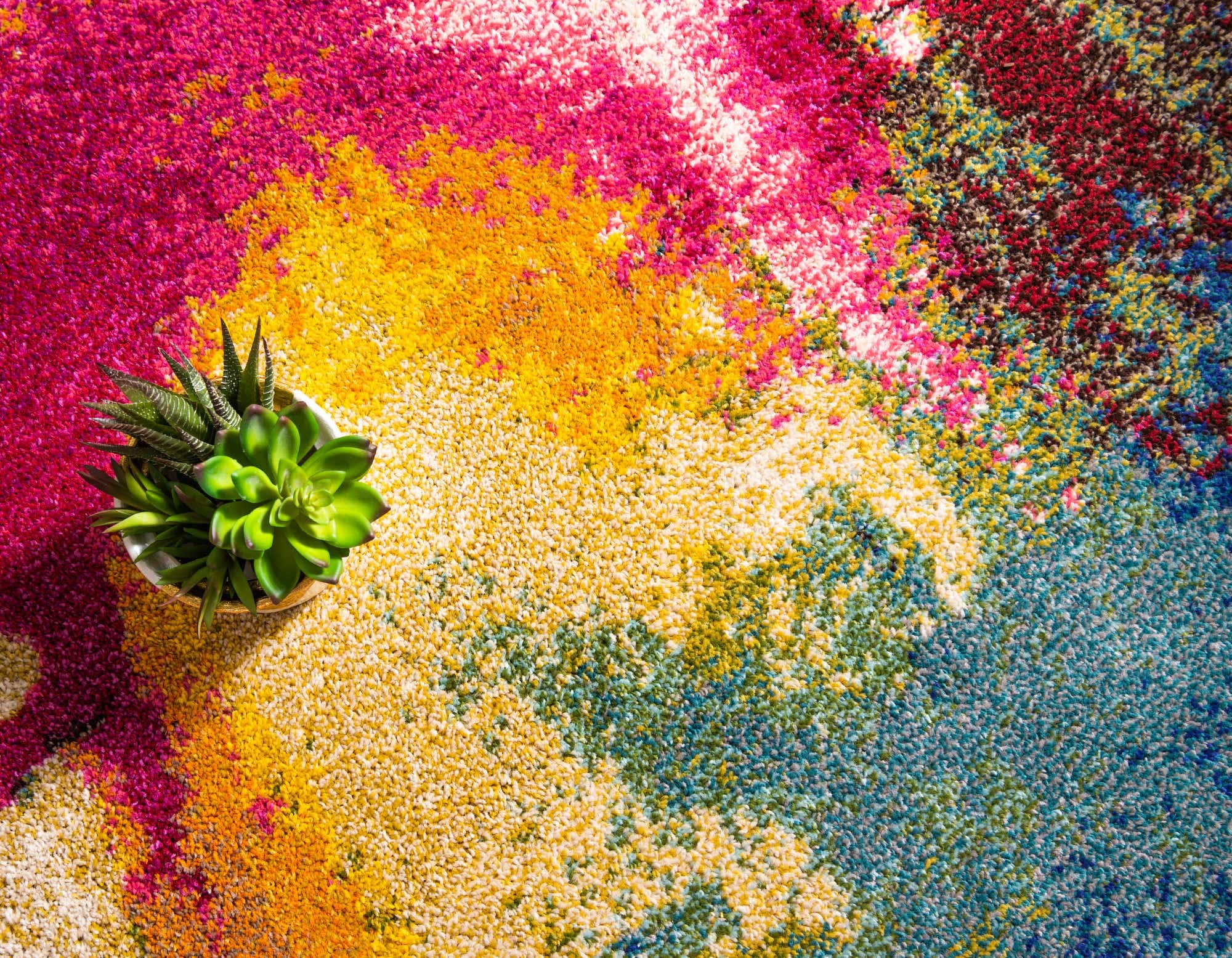 Unique Loom Estrella Collection Colorful, Abstract, Watercolor, Modern, Eclectic Area Rug, 7 ft x 10 ft, Multi/Beige