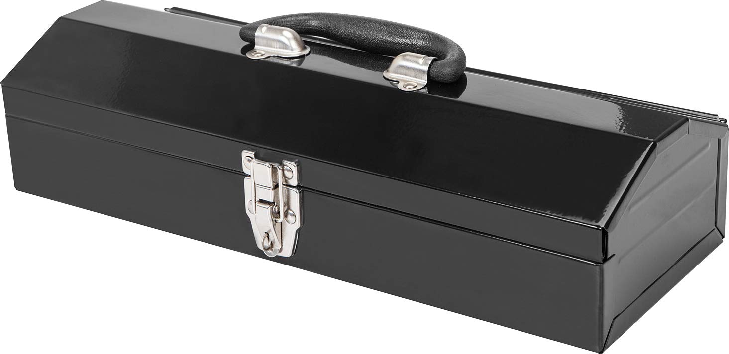 Torin ATB102B 16" Hip Roof Style Portable Steel Tool Box with Metal Latch Closure, Black