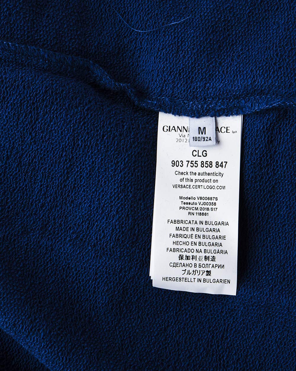 Versace Collection Sweatshirt logo Cotton for men V800687SVJ00358 (as1, alpha, s, regular, regular, Blue, Small)