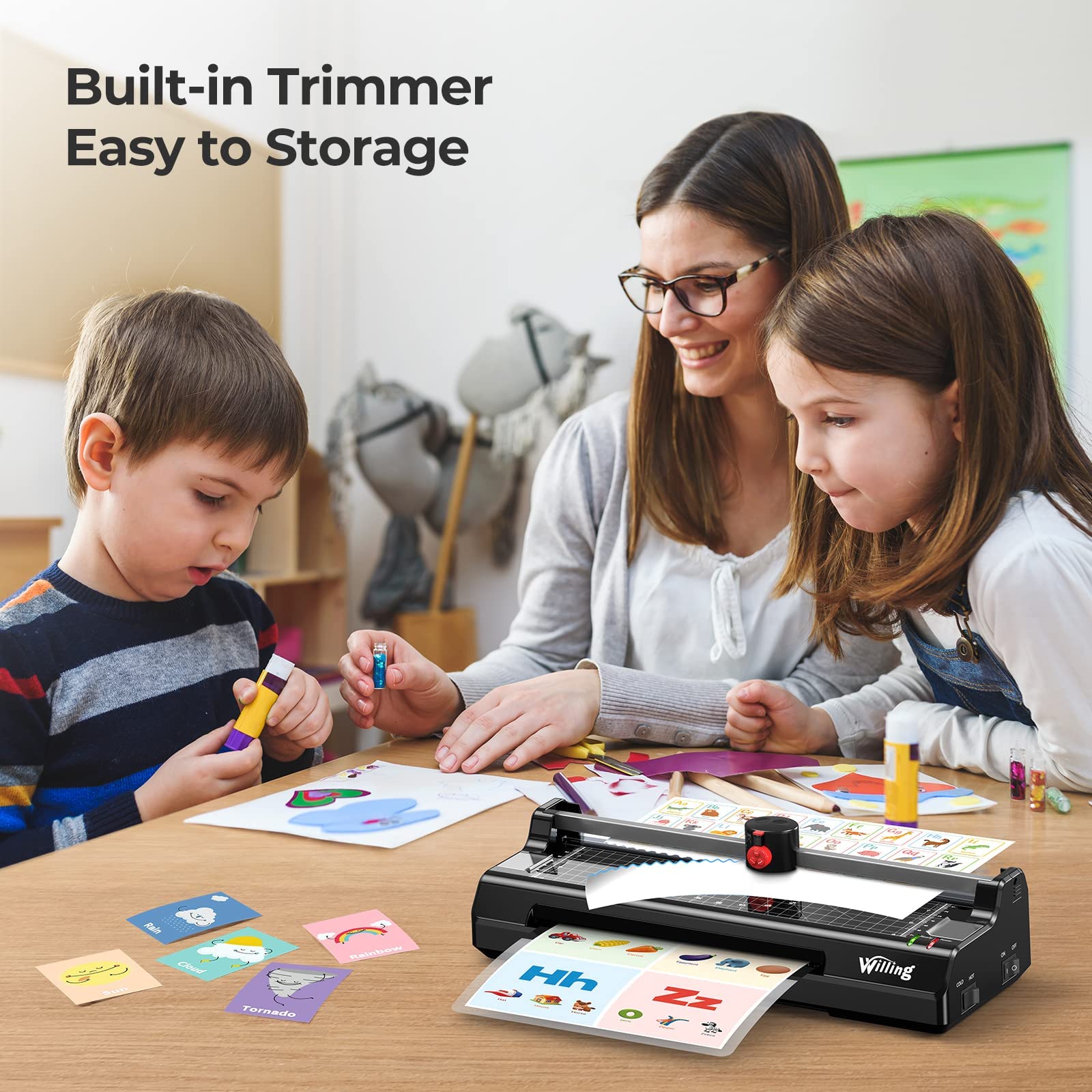 Willing Laminator Machine with Laminating Sheets for A4/A6, Update Never Jam Technology, Hot&Cold, with 20 Laminating Pouches/Trimmer/Corner Rounder for Home/School/Office/Craft/Card - 9in