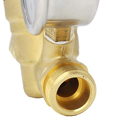 X-Haibei RV Water Pressure Regulator Valve Brass Lead-Free 3/4 inch Threads Body with Gauge and Screened Filter