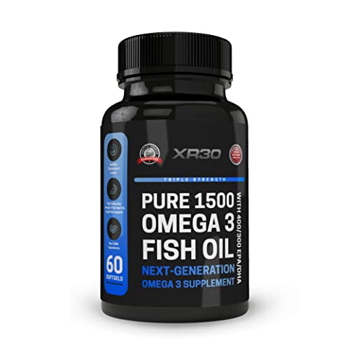 XR30 Pure 1500 Omega 3 Fish Oil - with 400/300 EPA/DHA - 60 Softgels - Made in USA