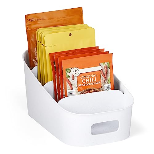 YouCopia ShelfBin Packet Organizer, 4-Tier Stairstep Raised Divided Bin, BPA-Free Storage Caddy for Kitchen Pantry and Cabinet Organization, Tea Bags, Medicine, and More