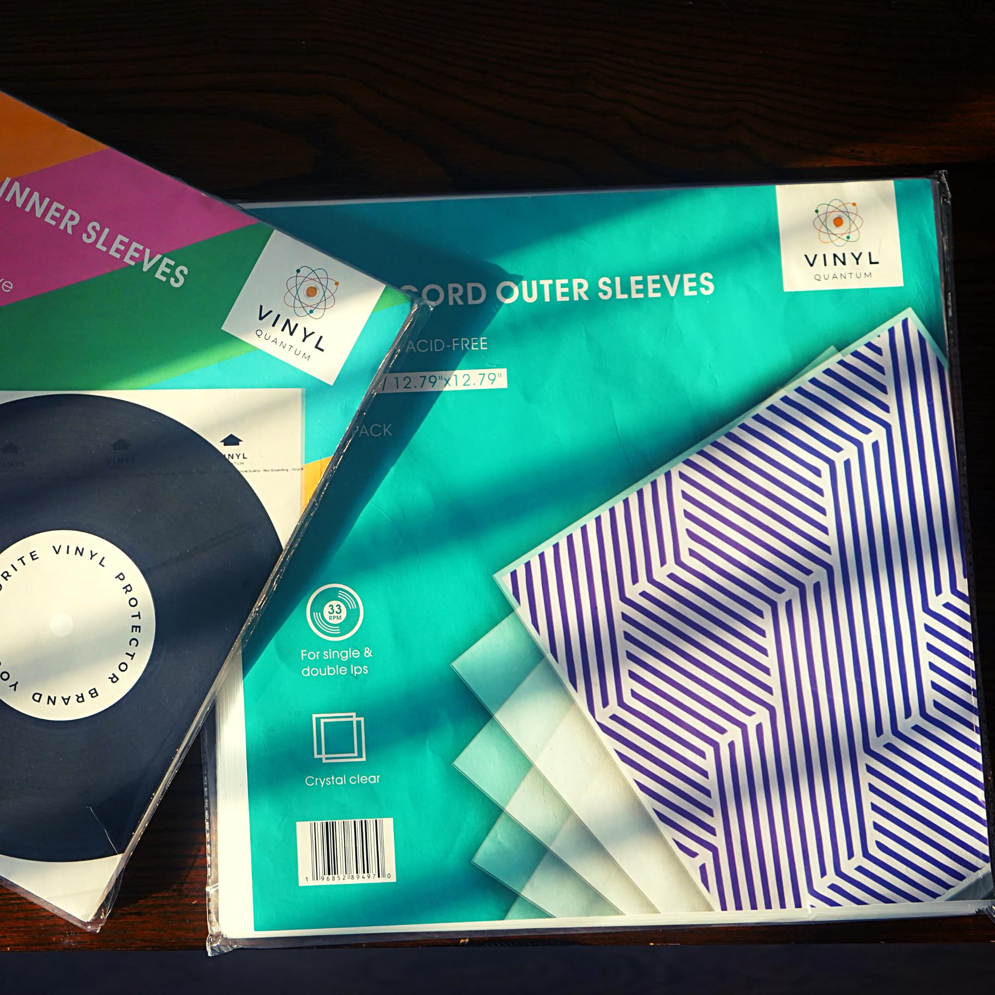 Vinyl Quantum 100 Pieces 12.79" x 12.79" Record Outer Sleeves Acid Free 3 Millimeter Thick Clear & Wrinkle Free