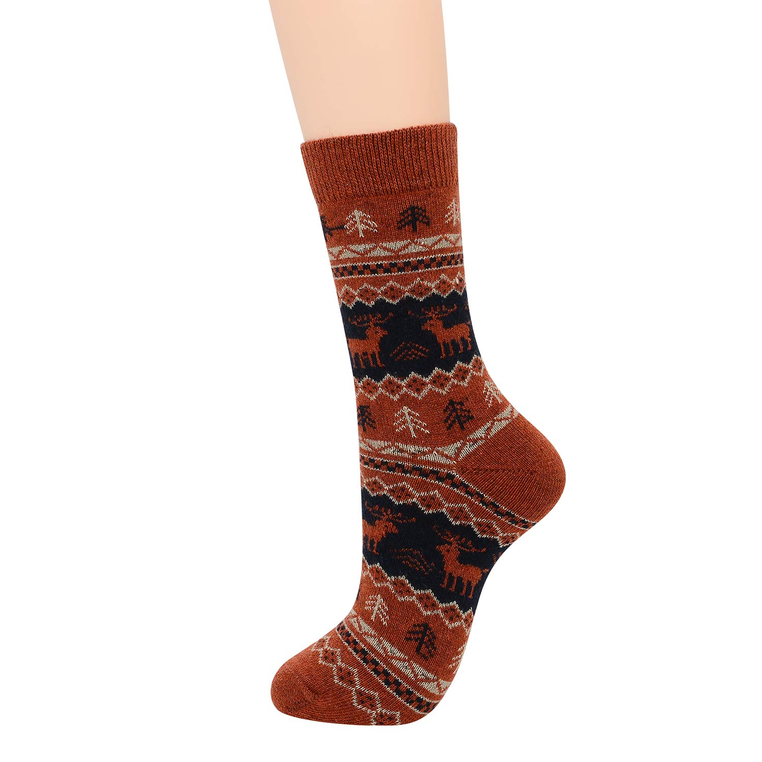 Zando Mens Wool Socks Athletic Socks Soft Warm Socks Thick Fall Winter Socks Crew Socks Knit Cozy Socks Hiking Socks Wool Socks for Men Christmas Deer Shoe Size:6-10