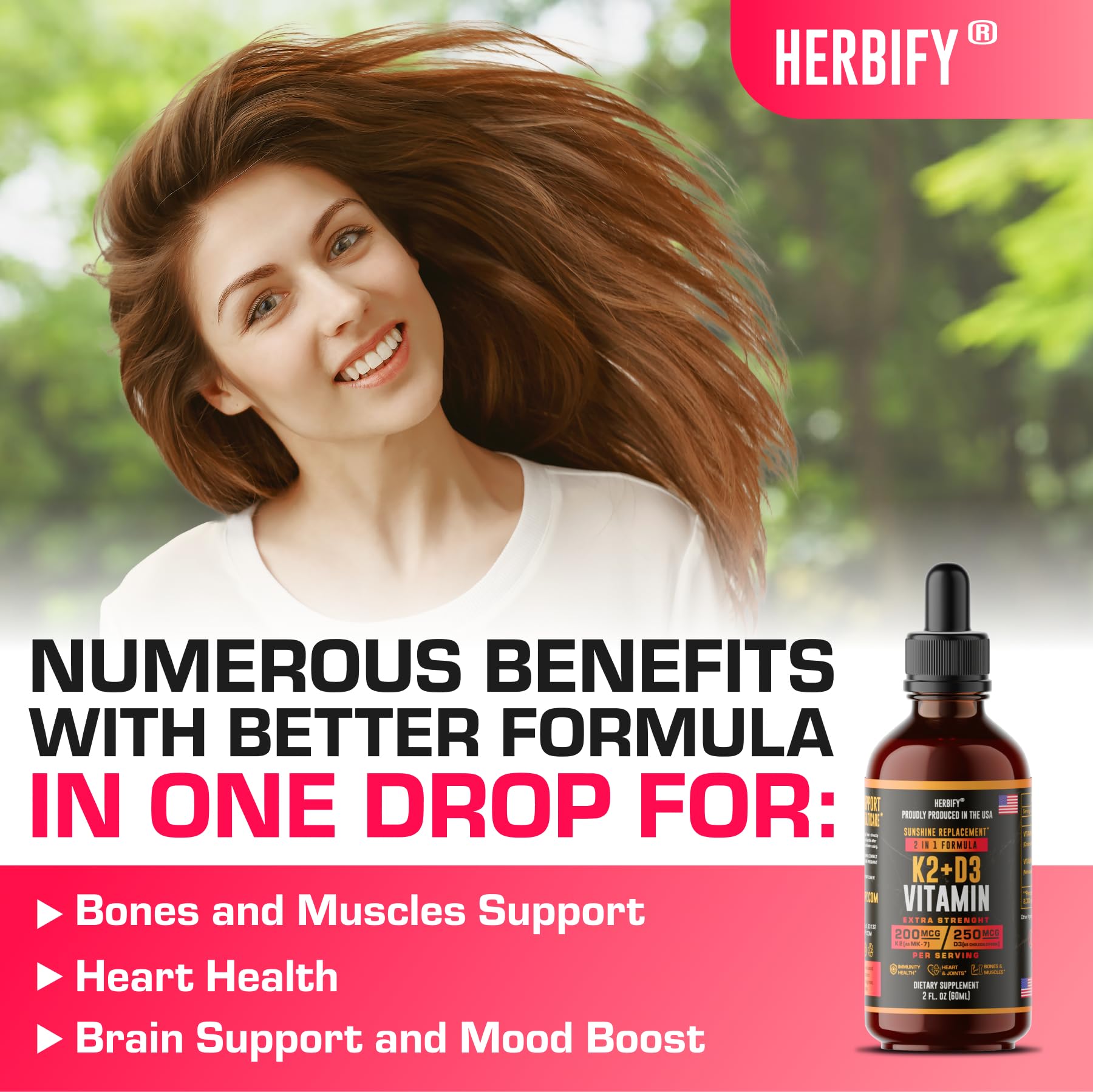 Vitamin D3 K2 Drops β Liquid Vitamins for Women, Men & Teen Vitamins - Bone Strength Supplements - D3 K2 Mt Vitamins for Immune Support & Heart Health - Vitamin D3 10000 Iu Liquid K2 Drops β 2 oz