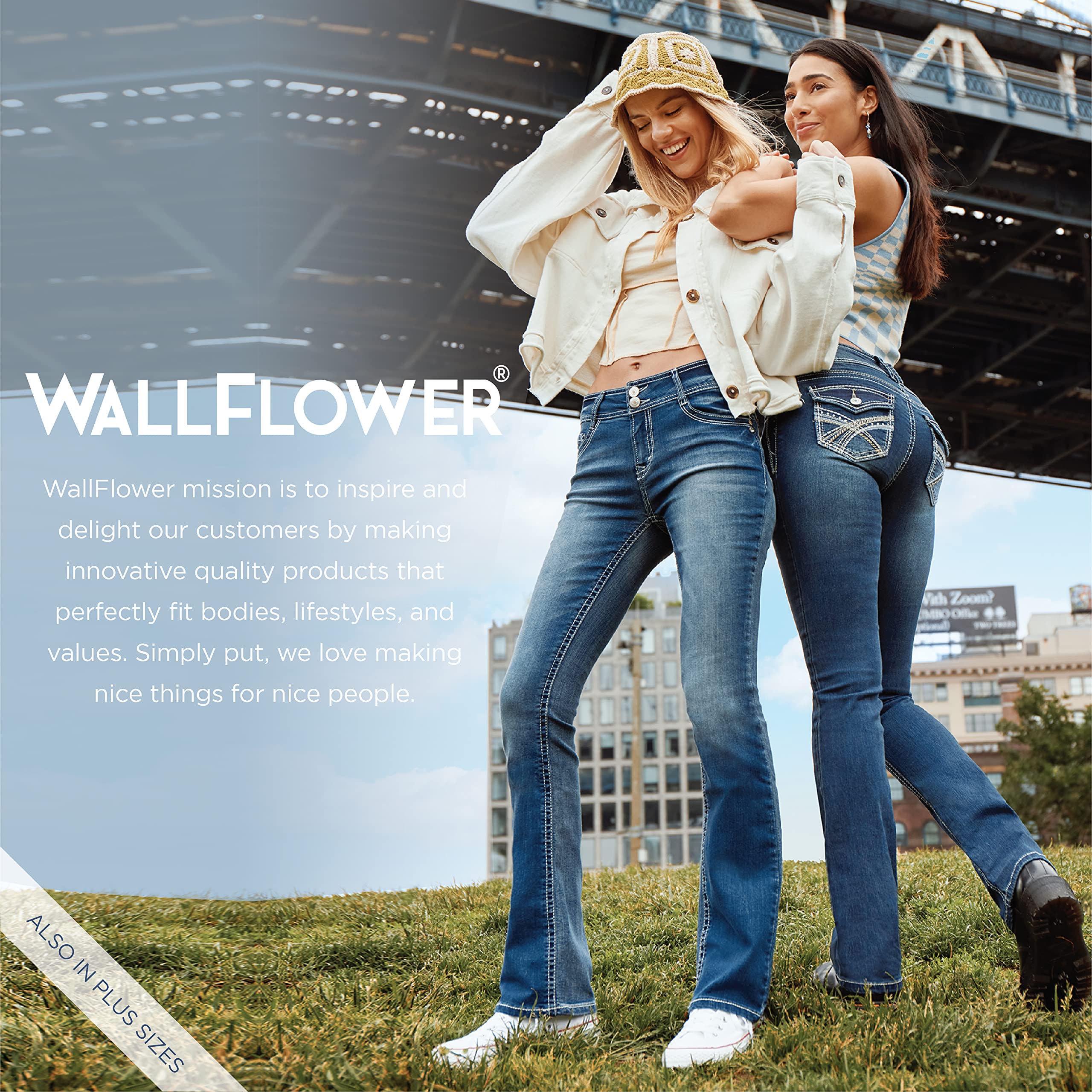 WallFlower Women's Flirty Curvy Flare High Rise Insta Stretch Juniors Jeans (Standard and Plus), Gemma, 17