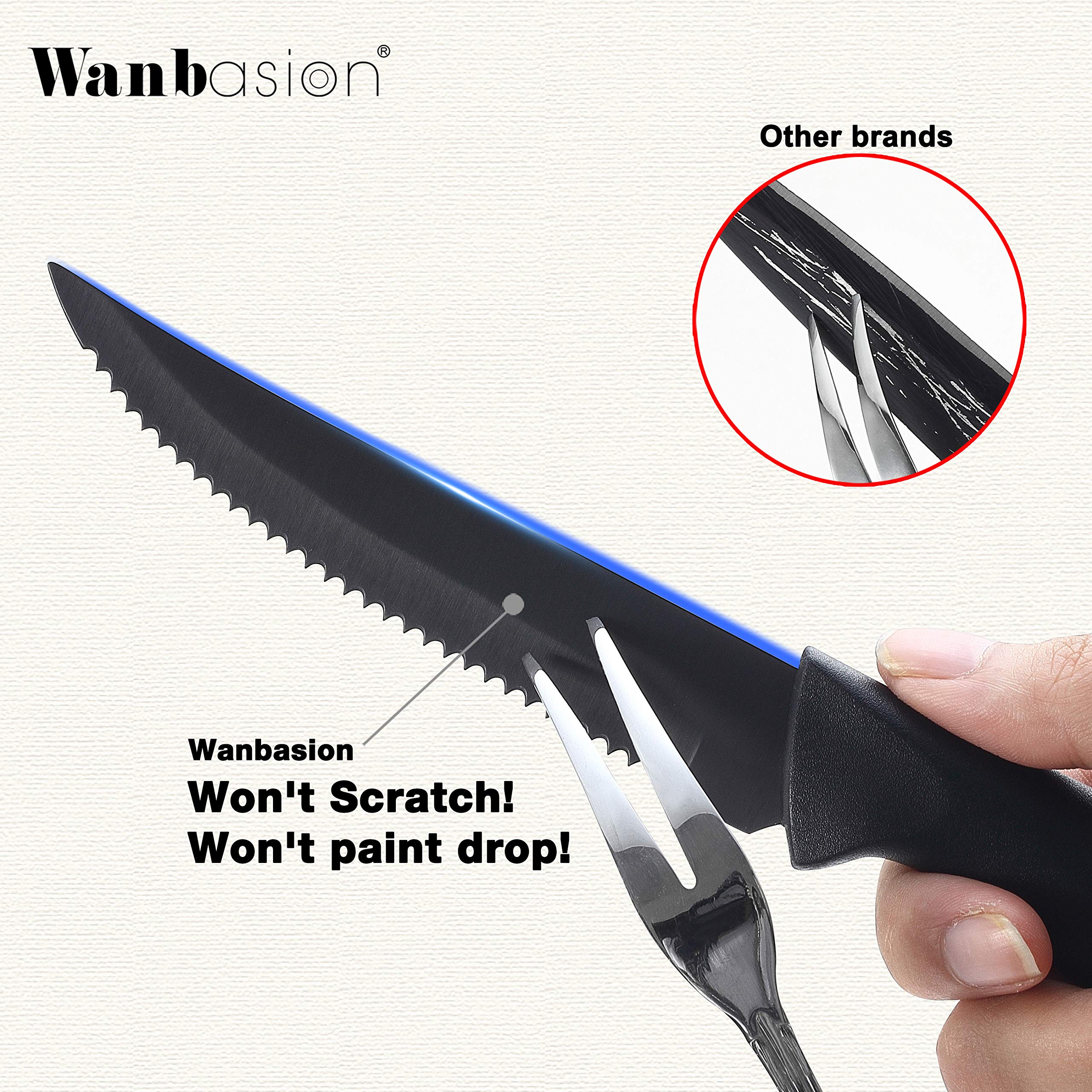 Wanbasion 8-Piece Steak Knife Set Dishwasher Safe, Steak Knife Set Stainless Steel, Kitchen Steak Knife Set Sharp - Scratch Resistant & Rust Proof