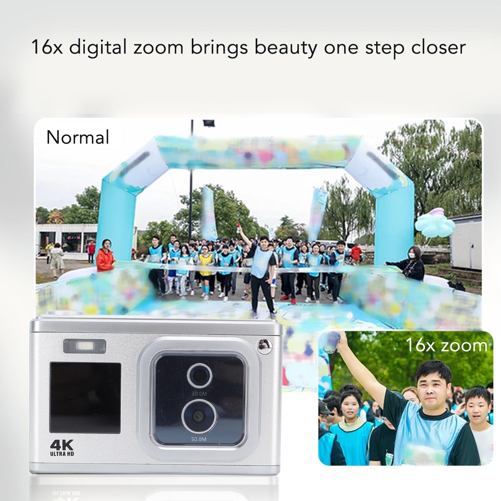 VBESTLIFE Digital Camera, Retro Digital Camera Dual Screen Front Selfie Screen, Compact Camera Portable with Dual High Definition Cameras, 16X Digital Zoom Auto Focus Camera Built in Flash