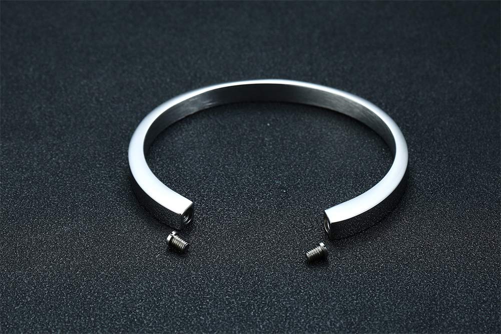 VNOX Personlized Custom Remembrance Keepsake Jewelry Stainless Steel Cremation Urn Bangle Bracelet for Ashes