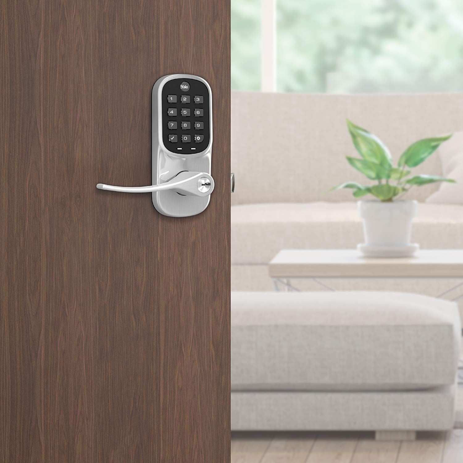 Yale Assure Lever - Smart Touchscreen Lever with Z-Wave Plus - Works with Ring Alarm, Samsung SmartThings, Wink and More (Hub Required, Sold Separately) - Satin Nickel