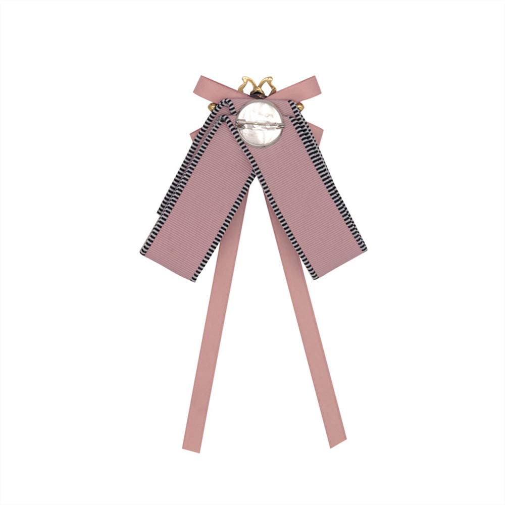 Vpang Retro Pearl Bee Bow Brooch Pre-Tied Neck Tie Brooch Pin Satin Ribbon Bow Tie for Women Wedding Party Bow Tie