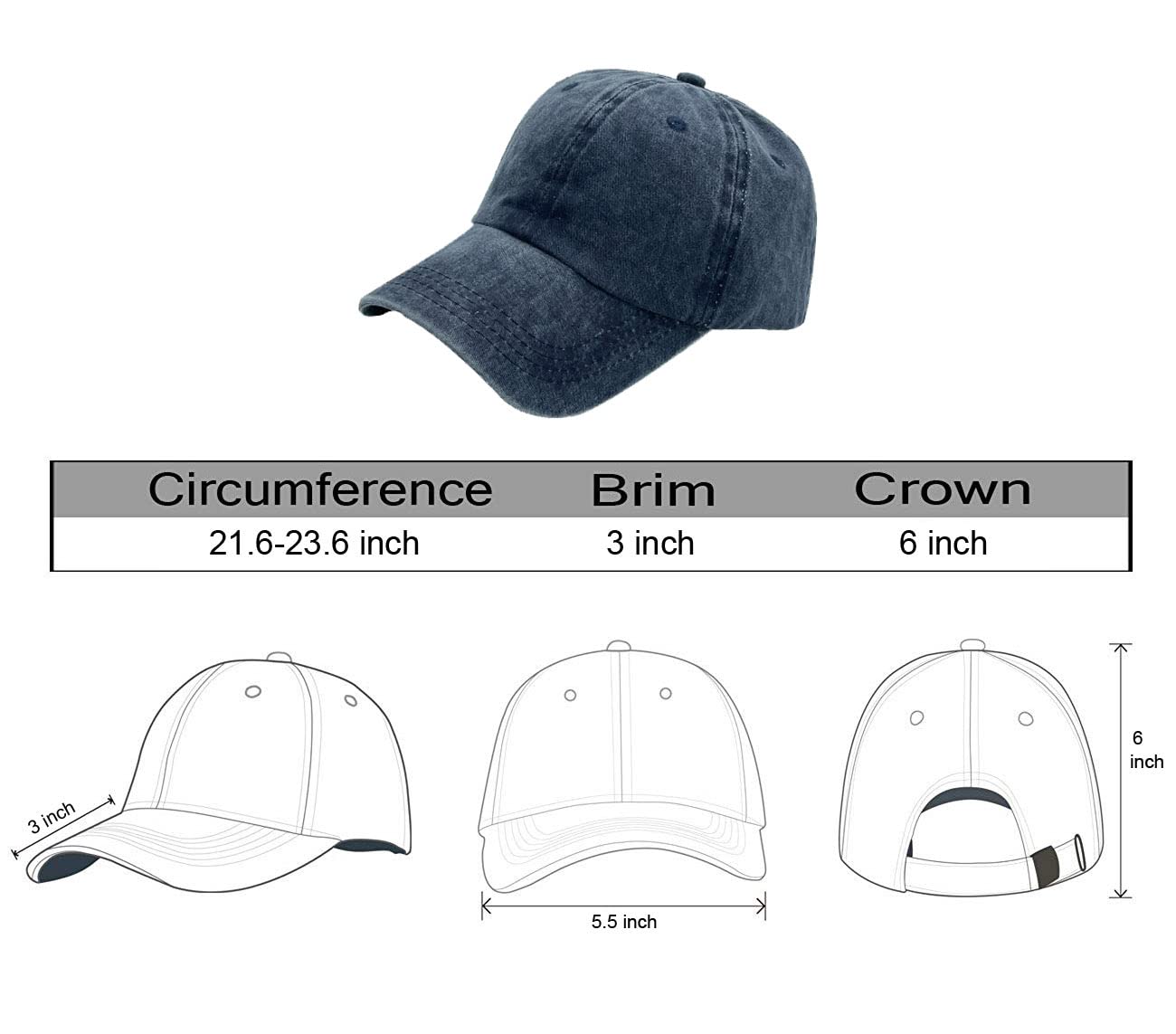 Waldeal Women's Embroidered Blessed Washed Cotton Dad Hat Low Profile Baseball Cap Navy