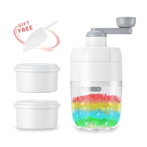 Yanpoake Manual Ice Shaver Snow Cone Machine Portable Shaved Crushed Ice Maker Crusher with 2 Free Ice Cube Tray for Home Outdoors Use