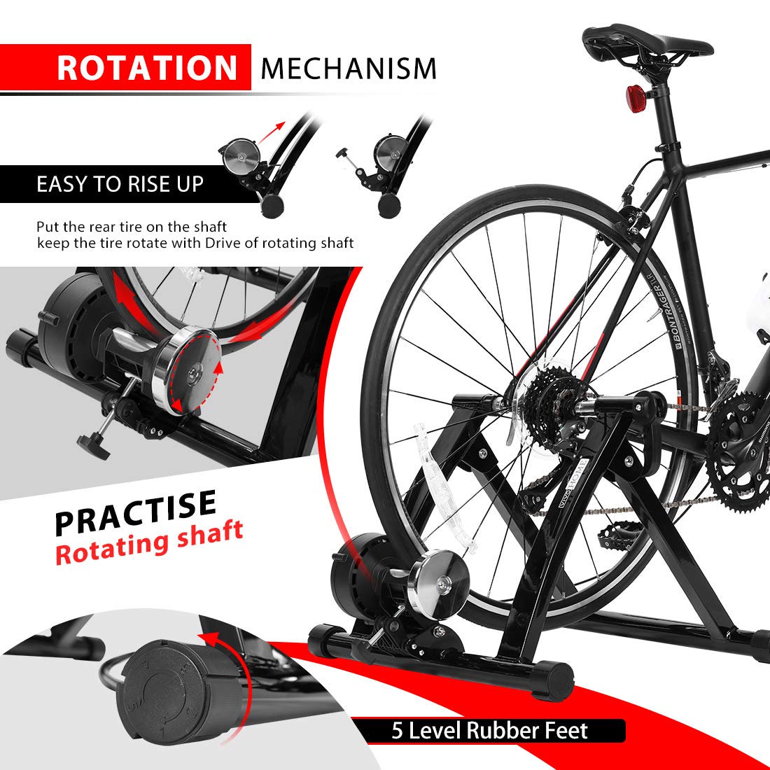 VIVOHOME 6 Variable Speed Level Heavy Duty Steel Indoor Bike Trainer Stand 26" to 29" Bicycle Riding Exercise Machine with Magnetic Flywheel