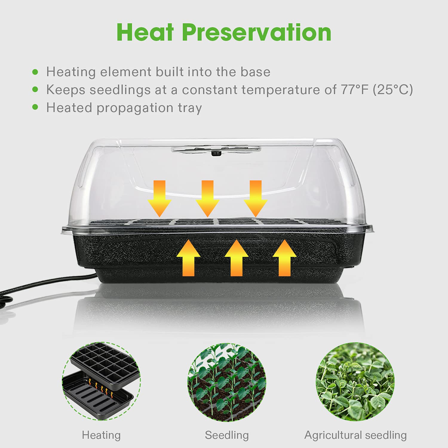 VIVOSUN Heating Seedling Starter Germination Kit-Premium Seedling Propagation Dome and Tray with 5 Inch Vented Humidity Dome