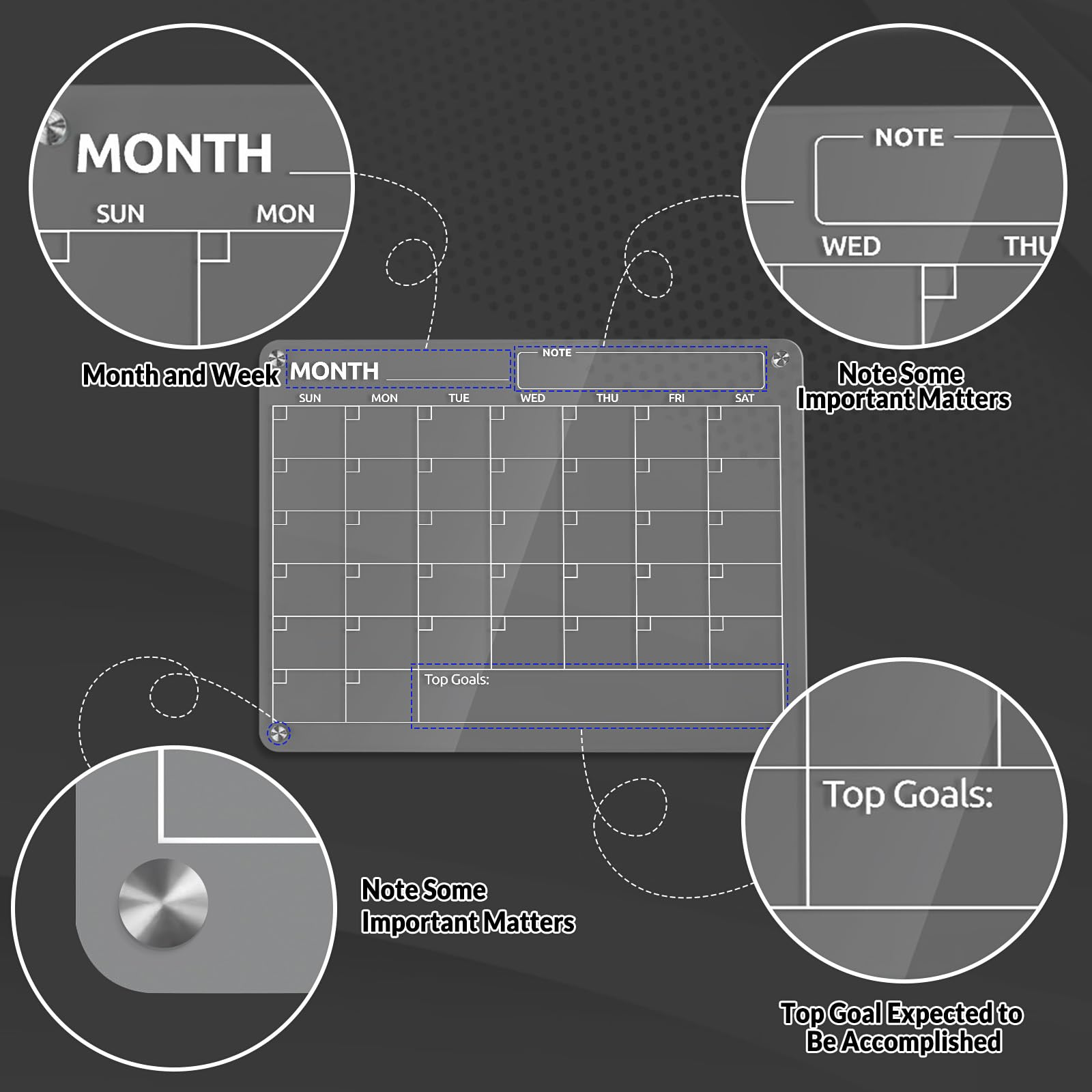 Zuozee Desk Calendar 2023-2024 and Acrylic Magnetic Dry Erase Board Bundle Sales