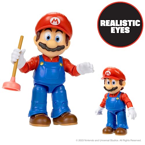 THE SUPER MARIO BROS. MOVIE - 5 Inch Action Figures Series 1 β Mario Figure with Plunger Accessory