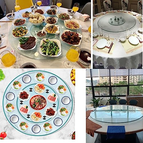 VERDDE 30in 40in Tempered Glass Lazy Susan For Dining Table Swivel Turntable Heavy Duty Serving Plate Round Transparent Rotating Tray (Size : 60 cm (24 in))