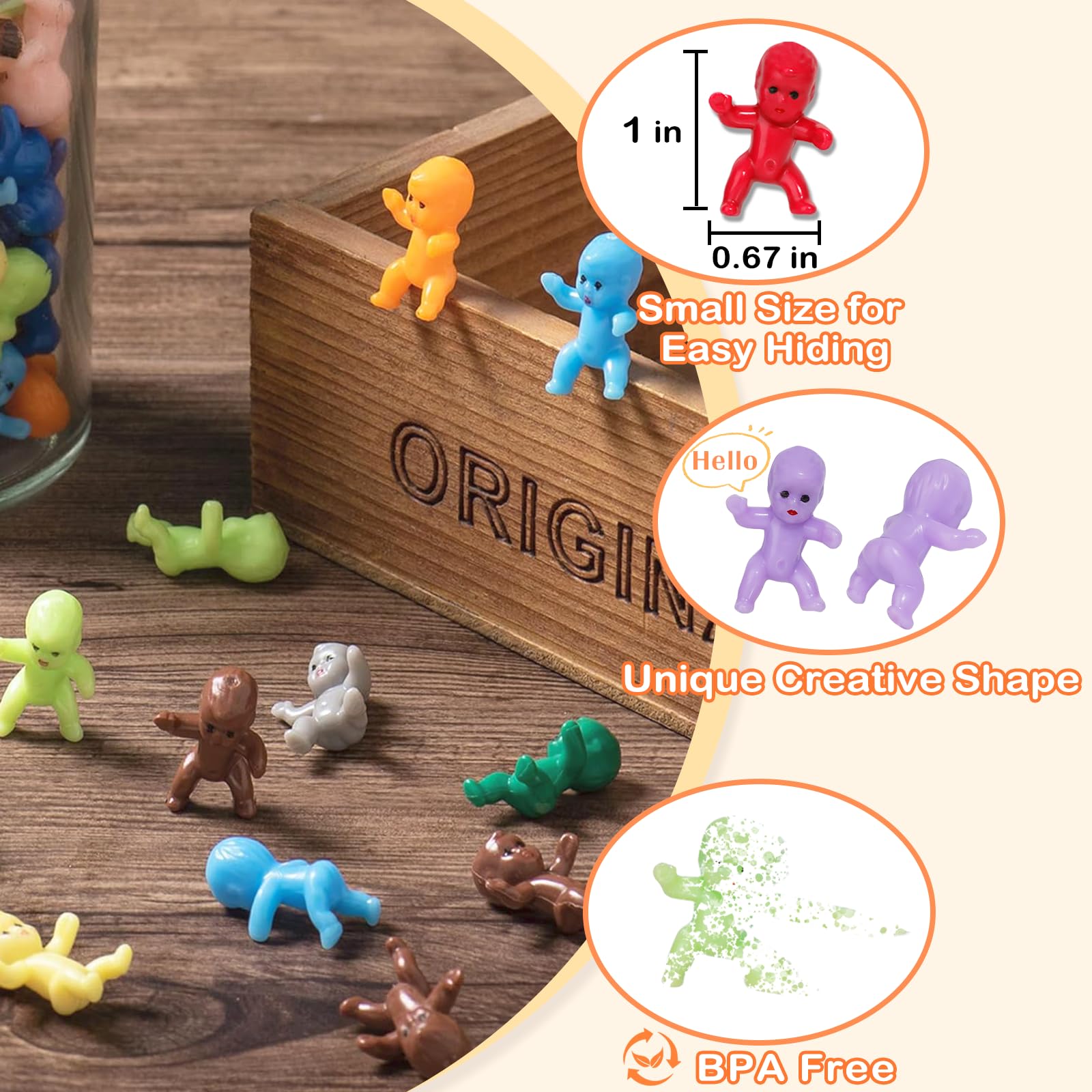 ZYFLSQ 120 Mini Plastic Babies, 12 Colors Tiny Plastic Babies Figurines 1 Inch Mardi Gras King Cake Babies Bulk, Fun Tiny Babies for King Cake & Ice Cubes Baby Shower Game