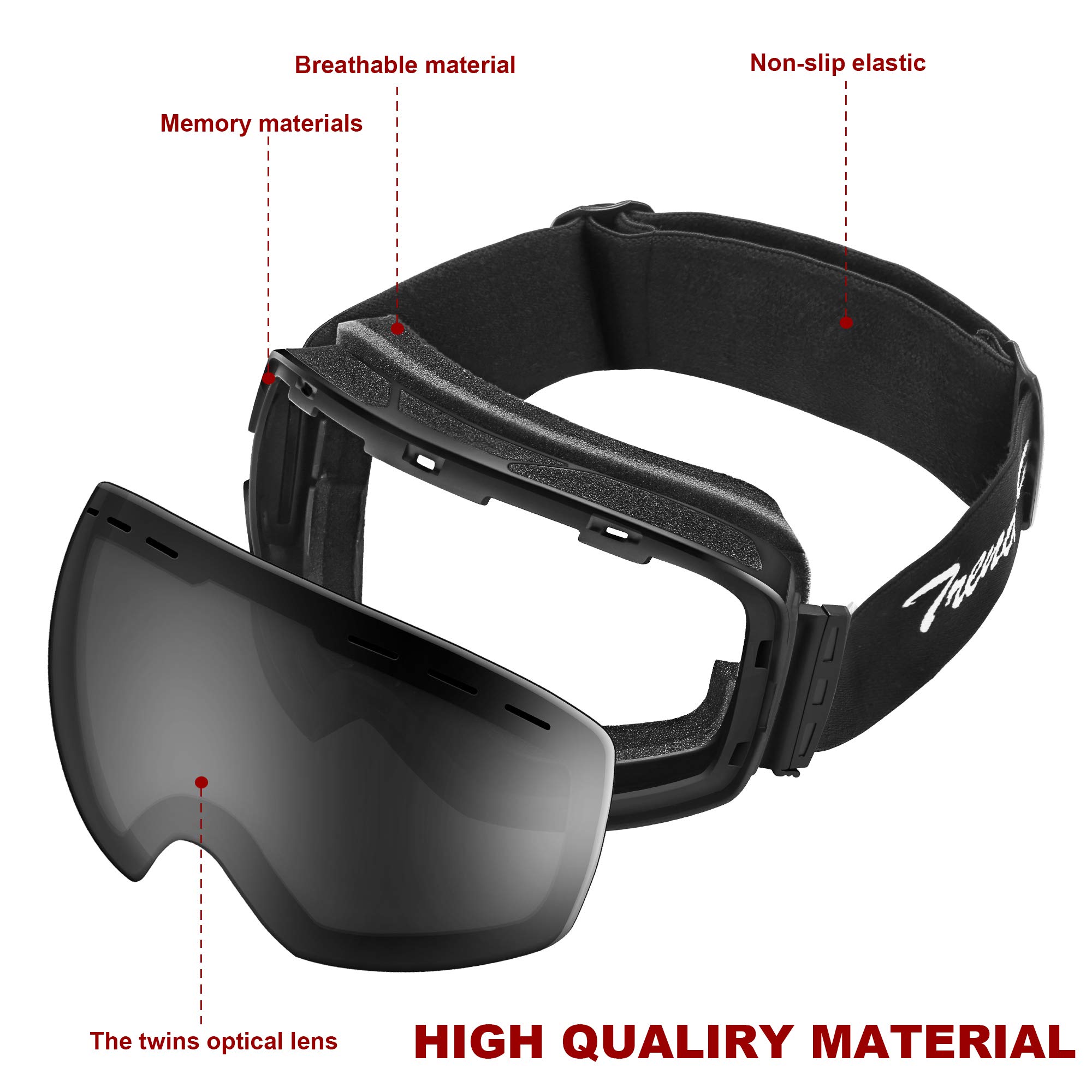 TRENDWIND Anti Fog Ski Goggles - Snowboard Goggle with Interchangeable Lens UV400 protection outdoor sports