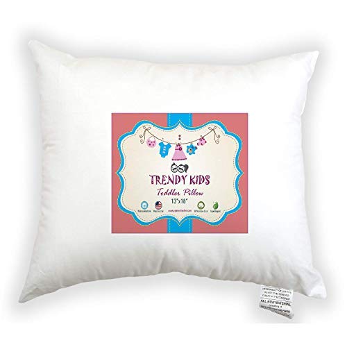 Trendy Kids 13x18 Toddler Pillow 100% Cotton Baby Toddler Travel Nursing Pillow with Pillowcase - Machine Washable, Perfect for Kids Toddler (Solid White 1pc)
