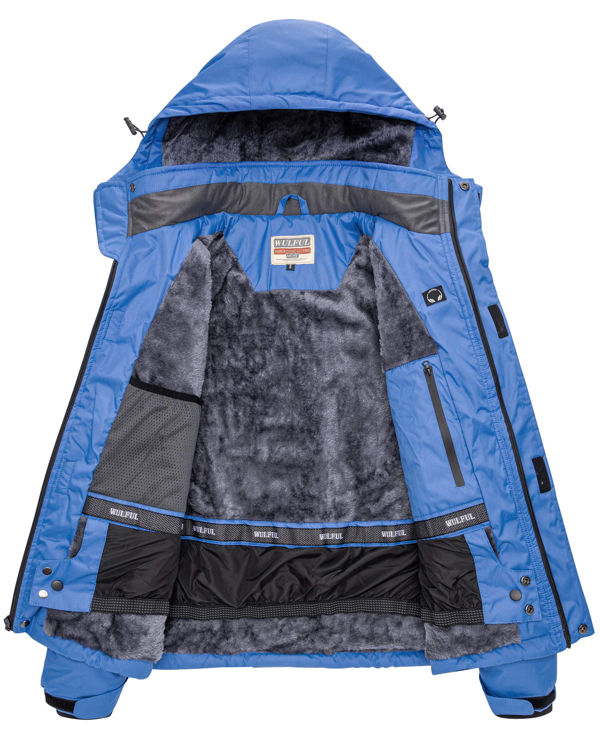 WULFUL Men's Waterproof Ski Jacket Warm Winter Snow Coat Mountain Windbreaker Hooded Raincoat