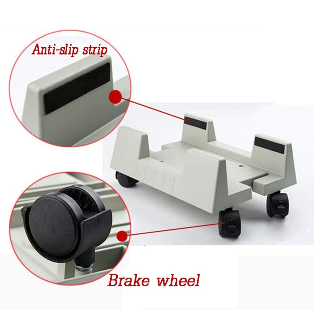 YGCBL Multifunction Portable Hand Trucks,Trolleyplastic Dolly Transport Roller Dollies Adjustable Abs Plastic Computer Host Tray Rack Portable with Brake 20Kg Capacity, 2 Colors,White