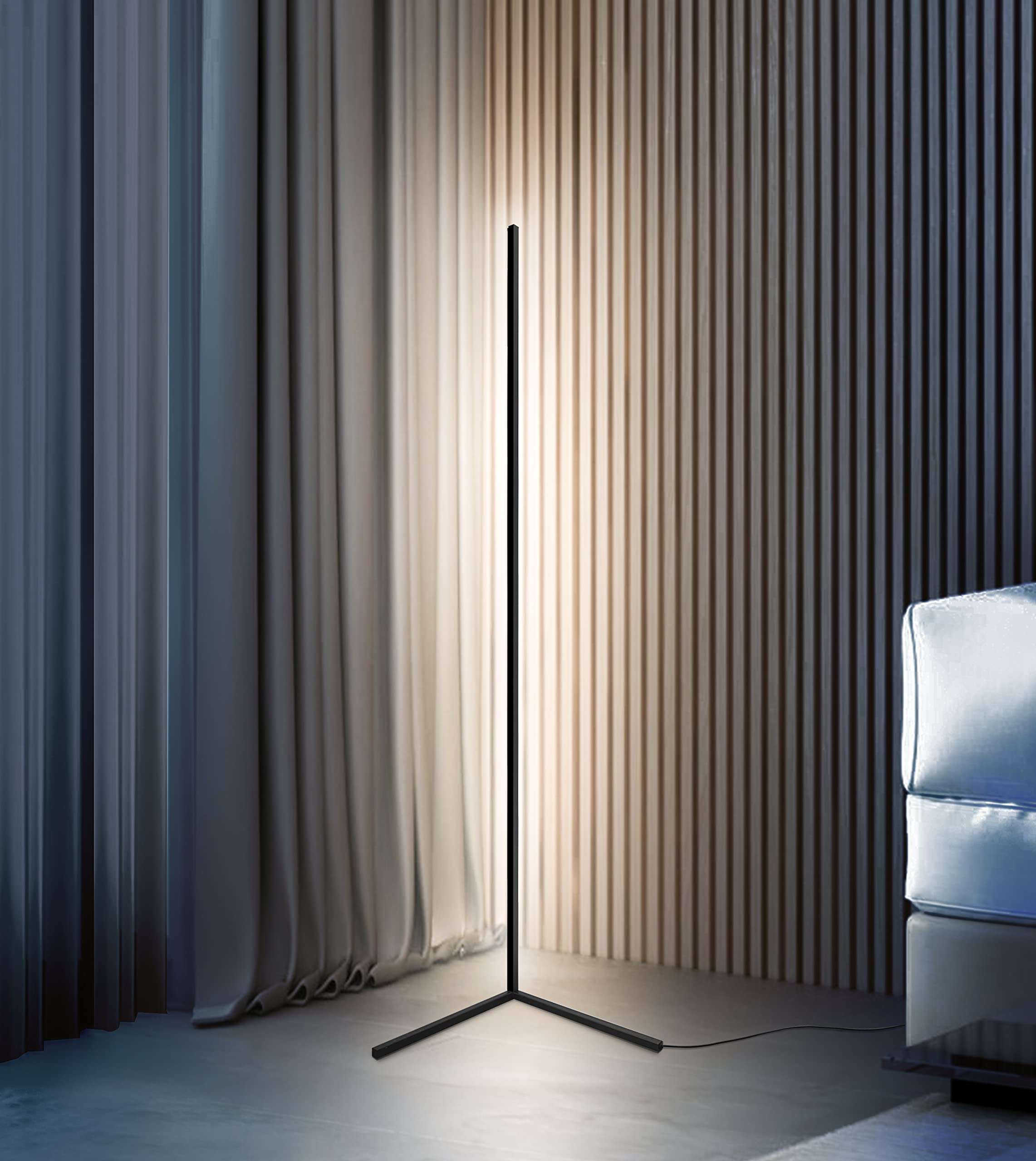 Wise Home Products Nordic Warm Lamp - Corner Lamp with Warm White Lighting, Modern Black Metal with Dimmable White Warm Light Floor Lamp