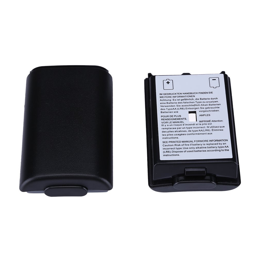 Trenro 2X Black Battery Pack Cover Shell Case Kit for Xbox 360 Wireless Controller (Black)