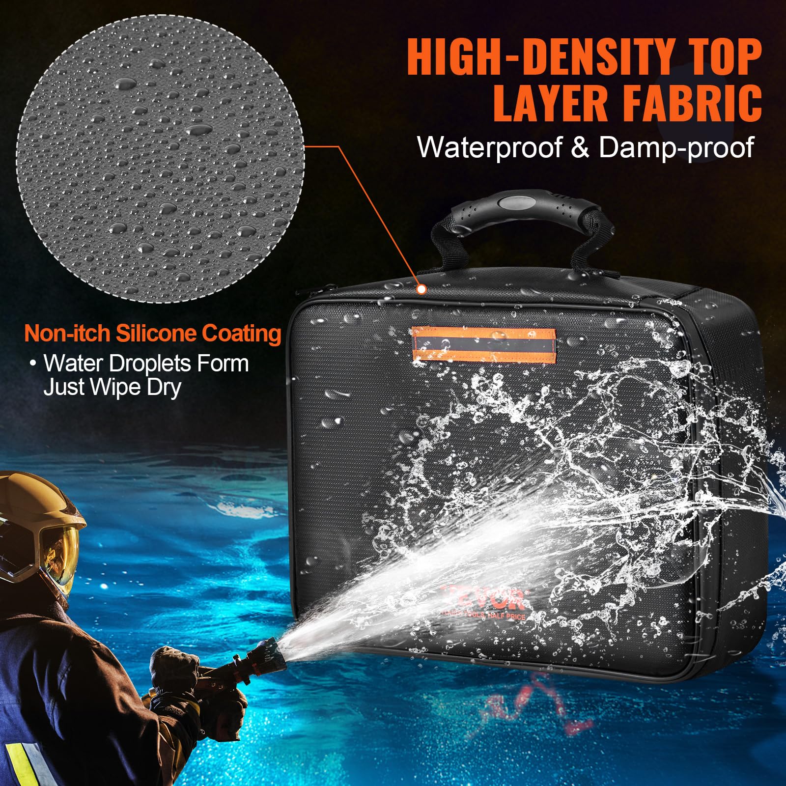 VEVOR Fireproof Document Box, Fireproof Document Bag with Lock 2000℉, 3-Layer Fireproof and Waterproof File Box 14.17x10.63x4.13 inch with Zipper, for Money, Documents, Jewelry and Passport