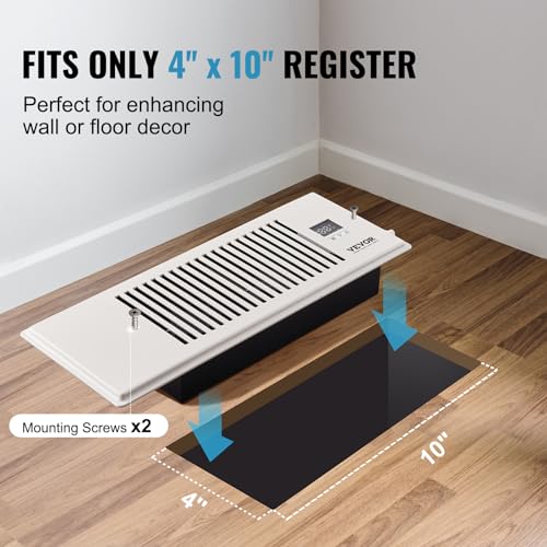 VEVOR Register Booster Fan, Quiet Vent Booster Fan Fits 4β x 12β Register Holes, with Remote Control and Thermostat Control, Adjustable Speed for Heating Cooling Smart Vent, White