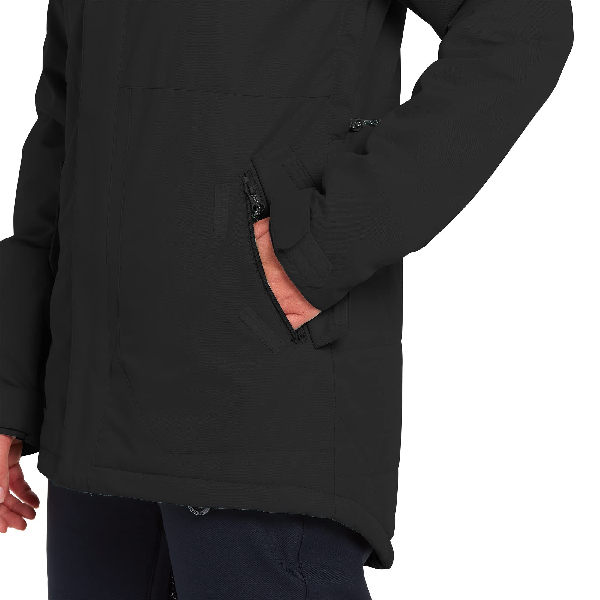 Volcom Women's Fawn Insulated Snowboard Ski Winter Hooded Jacket, black, Medium