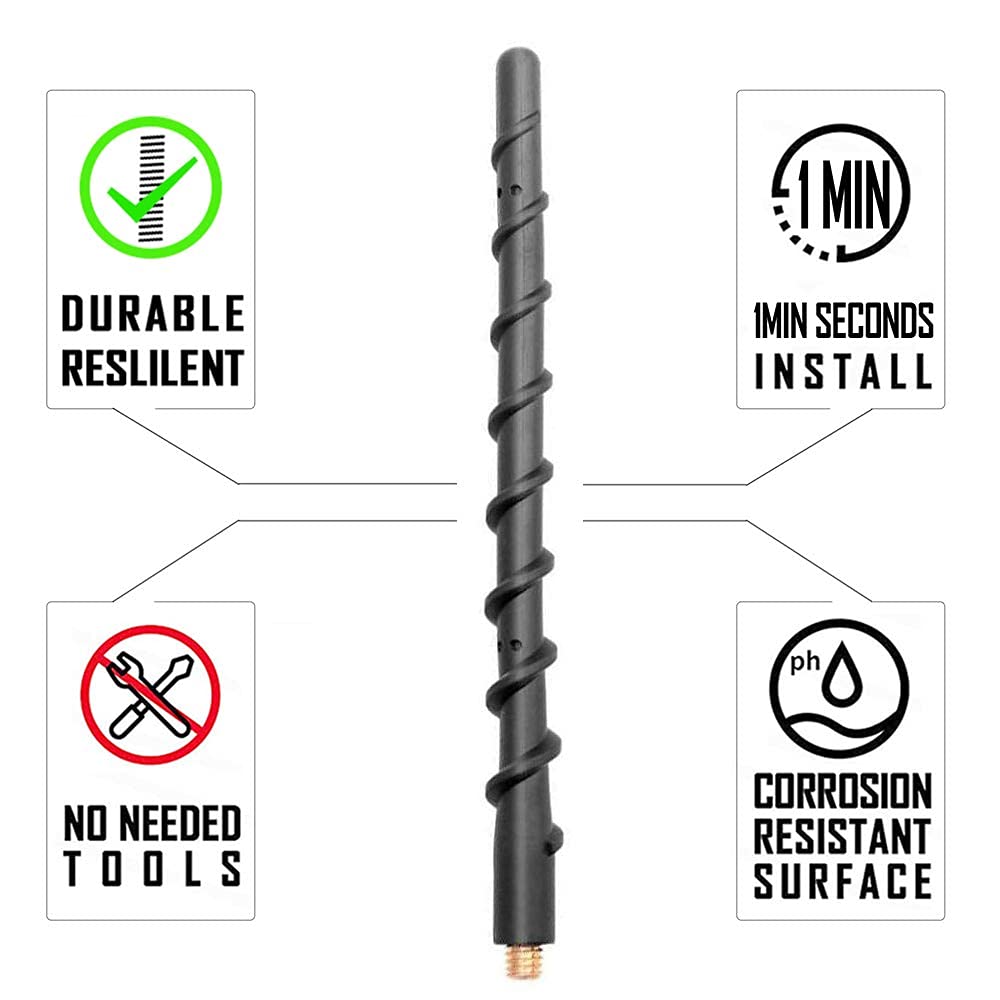 VOFONO 9 inch Antenna for 2007-2024 Jeep Wrangler Gladiator JL JK JT Unlimited Sport Rubicon Sahara Mojave Willys 4xe Wrangler Gladiator Accessories Car Radio Antenna Short Replacement