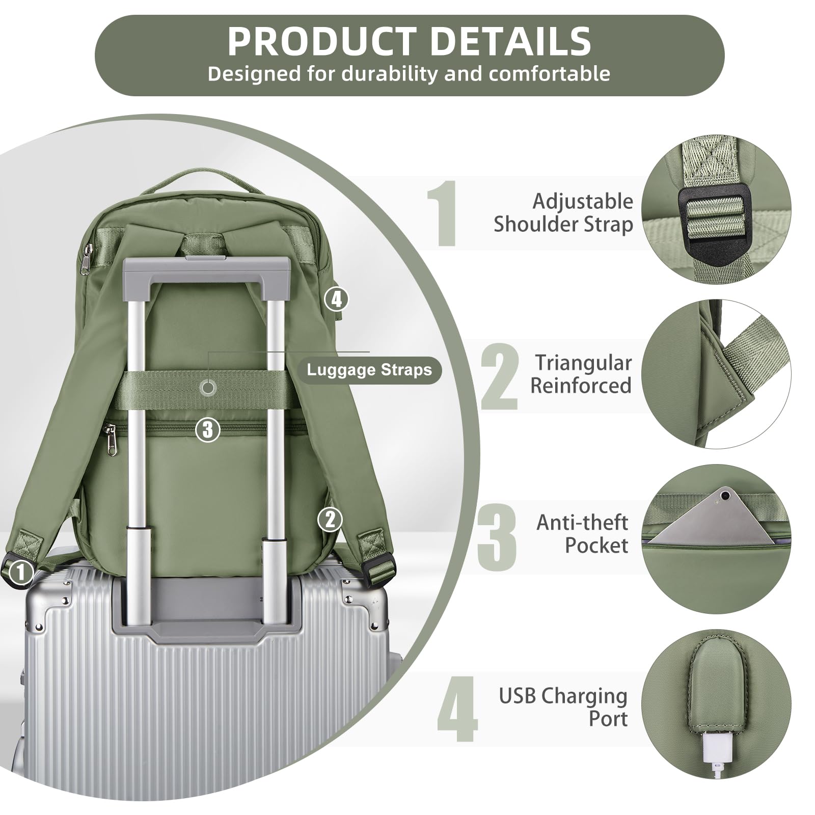 WEPLAN 17x10x9 United Airlines Personal Item Bag, Underseat Carry on Backpack, Waterproof Cabin Luggage Bag, Travel Essentials, Green