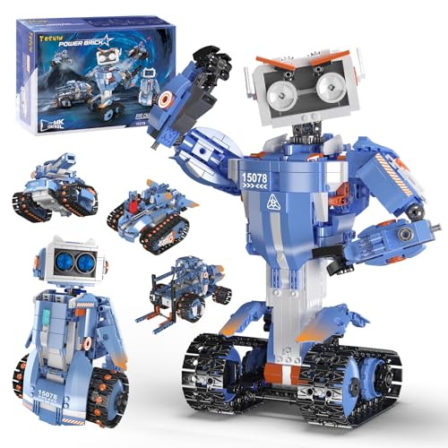 YESHIN Robot Building STEM Toys: 5 in 1 STEM Projects for Kids Ages 8-12, Remote & APP Control Educational Coding Kit, DIY Rechargeable Robot Gifts for Boys Girls (903 Pcs)