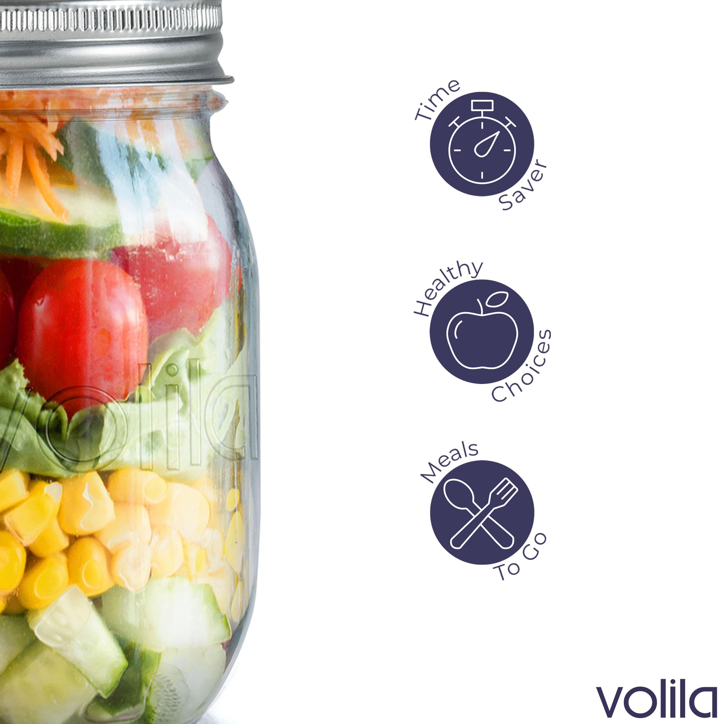 volila Mason Jar with Lid - 6 Pack 16 oz Mason Jars with 1-part Lid - Regular Mouth Mason Jars with Lids for Overnight Oats, Salad, Canning, Meal Prep, Pickling Jars, Food Storage and DIY Craft