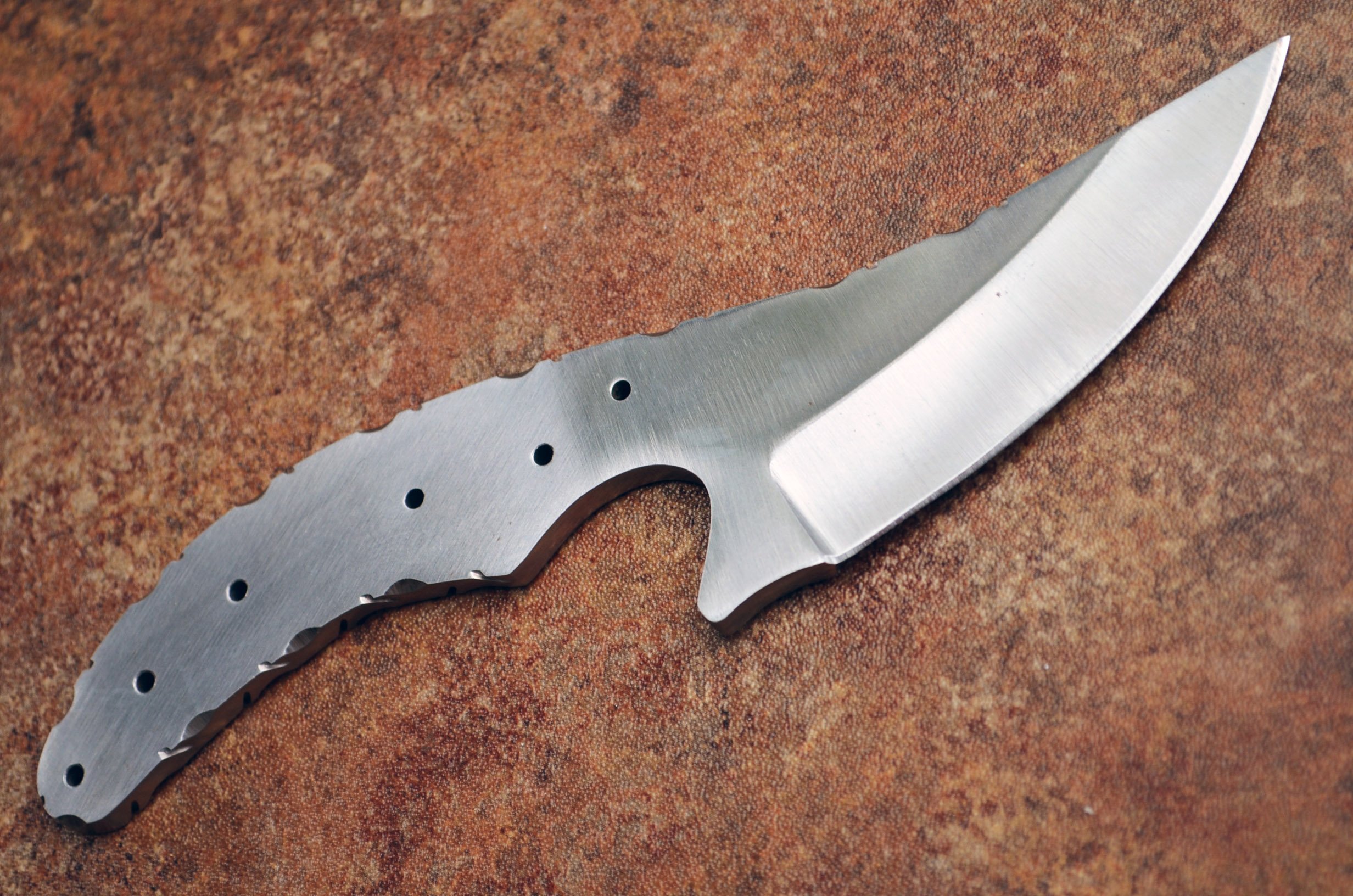 Whole Earth Supply Curved Upswept D-2 Steel Knife Making Blank Blade Hunting Skinning Skinner D2 Knives