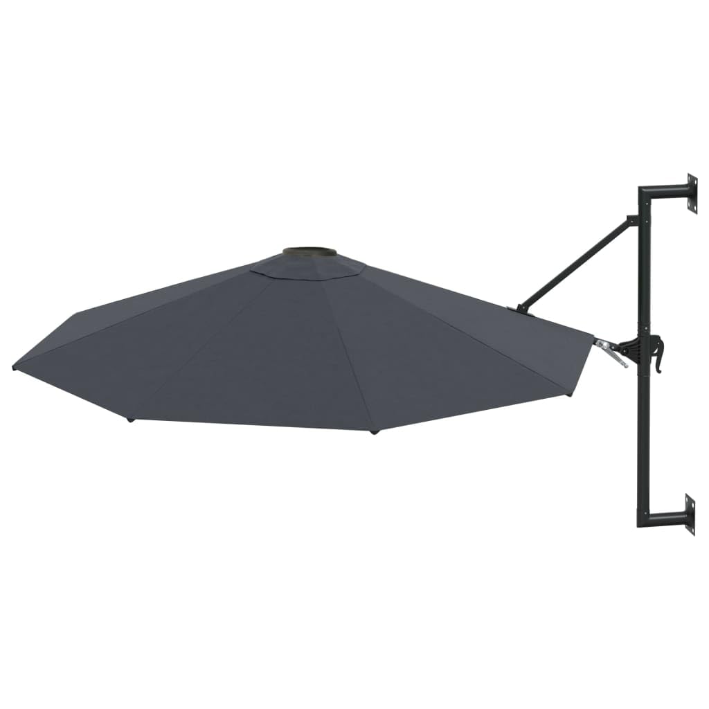 VRAXO Wall-Mounted Parasol with Metal Pole 118.1" Anthracite,Outdoor Umbrellas & Sunshades-22.55lbs