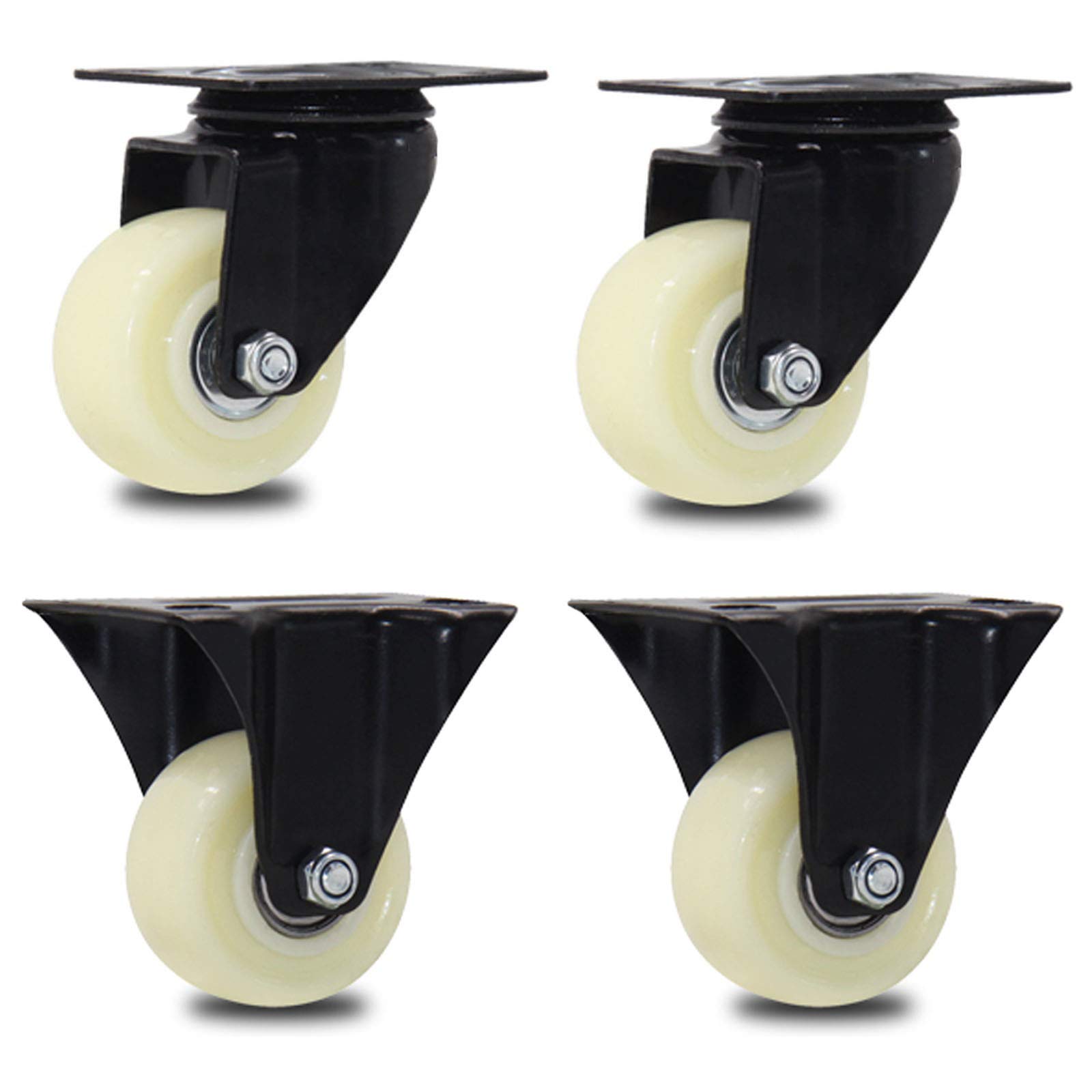 Wheel Small Castor Wheels Moving Caster Wheels Trolley Furniture Caster Nylon Swivel Plate Wheels,Double Bearing,Replacement Castors for Carts Workbench,White,Pack of 4