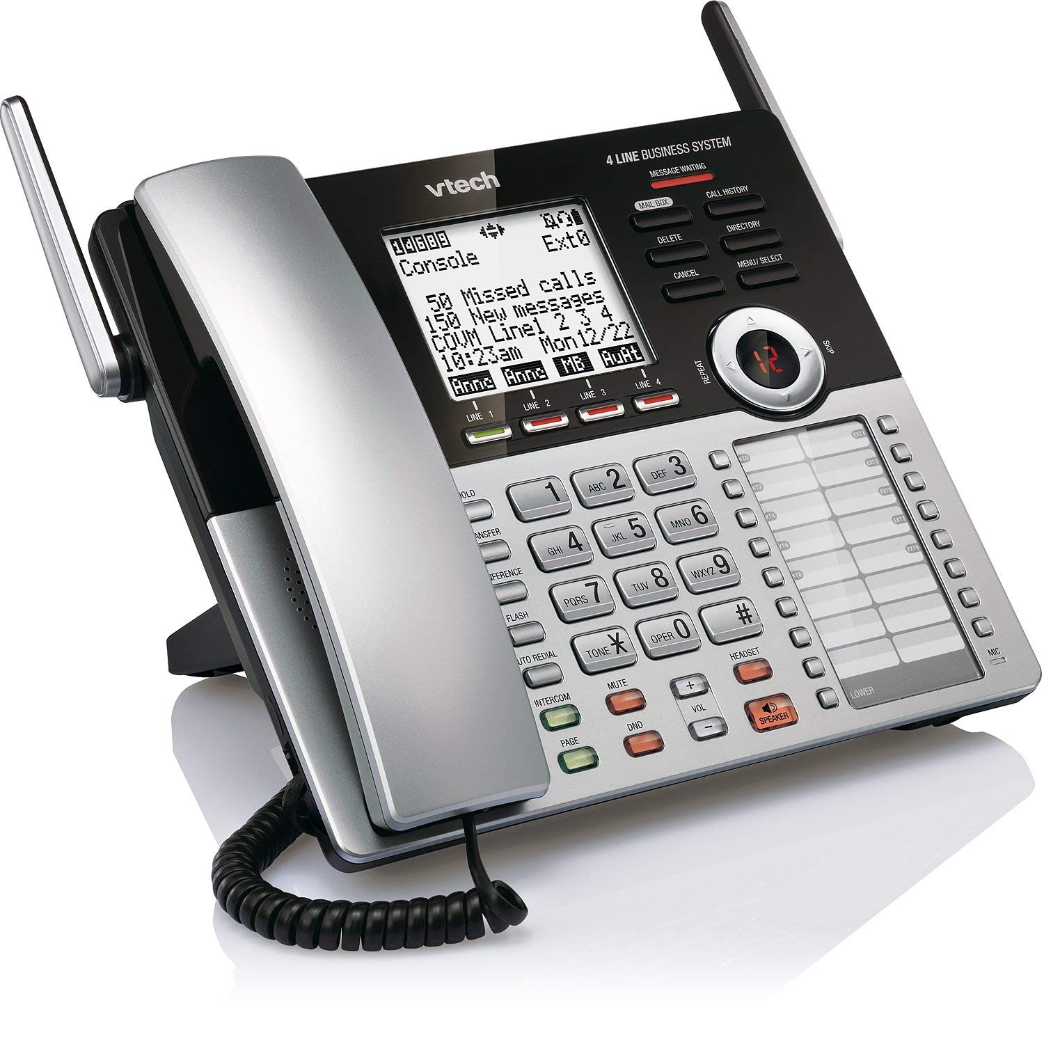 VTech CM18445 Main Console - DECT 6.0 4-Line Expandable Small Business Office Landline Phones with Answering Machine System, Desk Phone, Corded Telephone for Home and Office (Renewed)