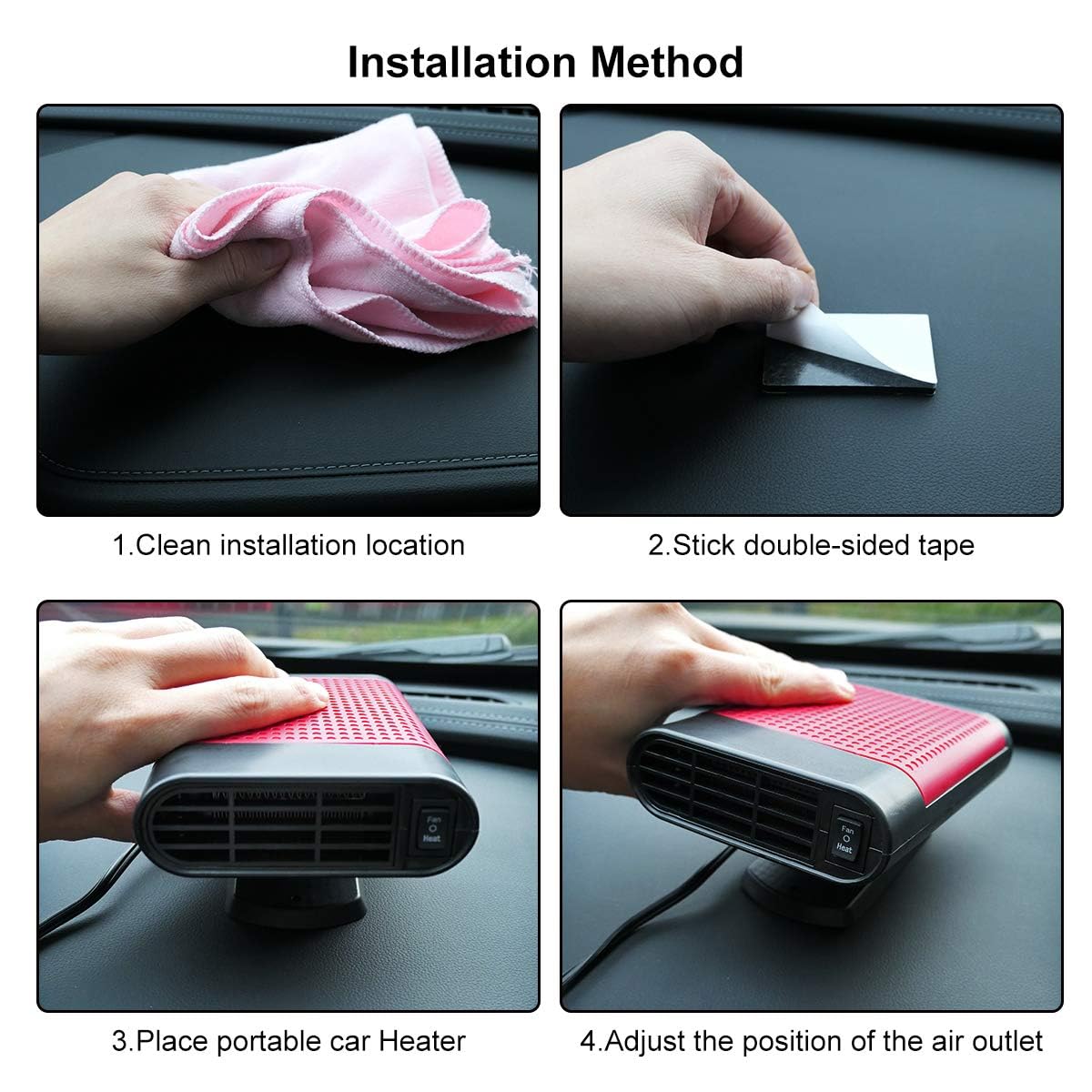 TIKSCIENCE Portable Car Heater for All Cars, 2 in 1 Car Heater Auto Electronic Heater 12V 150W, 30S Fast Heating Defrost Defogger Windscreen Fan Car Space Windshield Demister