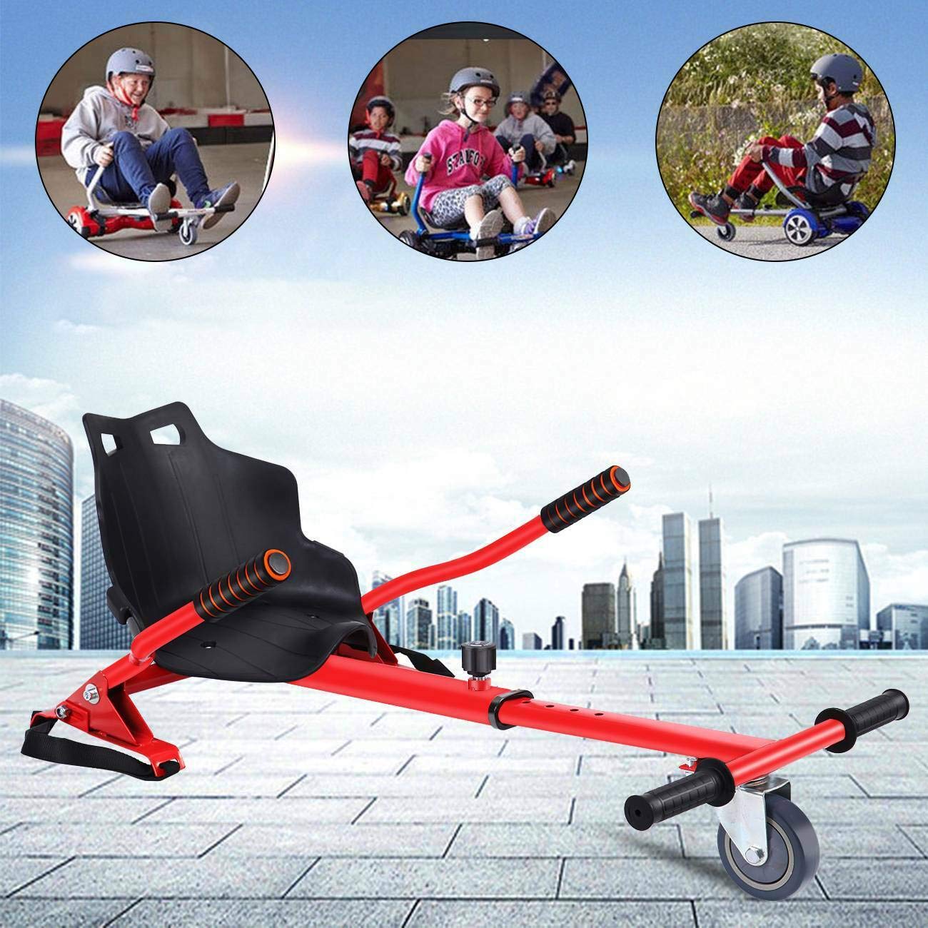 Yunge Red Adjustable Balance Car Two-Wheeled Bracket, for Adjustable All Heights All Ages Self Balancing Scooter, Compatible with All Hoverboards Transform Scooter Into Hoverkart Go-Kart