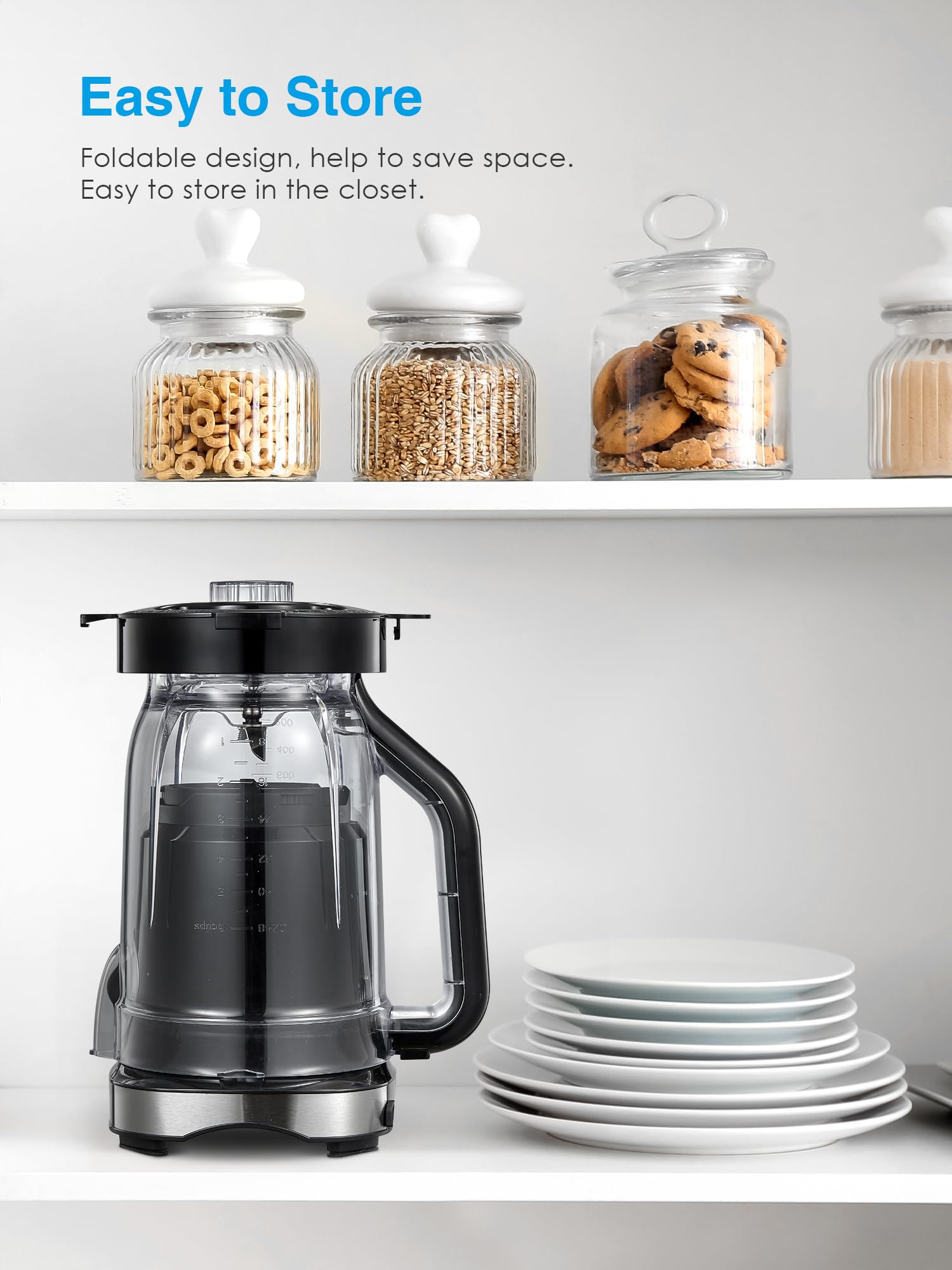 Yabano Countertop Blenders for Kitchen, Professional Electric Blender for Shakes and Smoothies, 2 Adjustable Speeds & Pulse Function, 6 Stainless Steel Blades & 50oz Jar, BPA Free, Easy to Clean