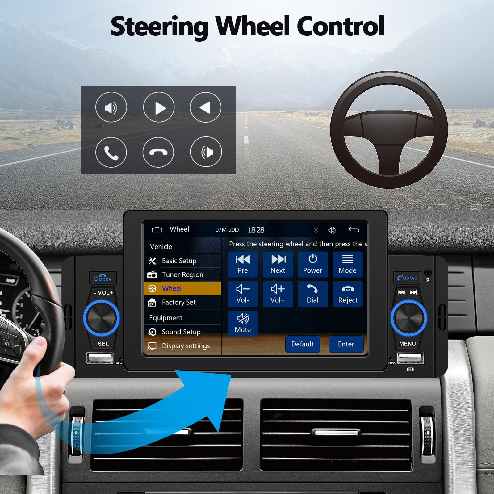 UNITOPSCI 5 Inch Single Din Touchscreen Car Stereo Compatible with Apple CarPlay Android Auto Bluetooth 5.1 Car Radio Receiver Mirror Link FM MP5 Player Dual USB EQ Media Player +Backup Camera Mic