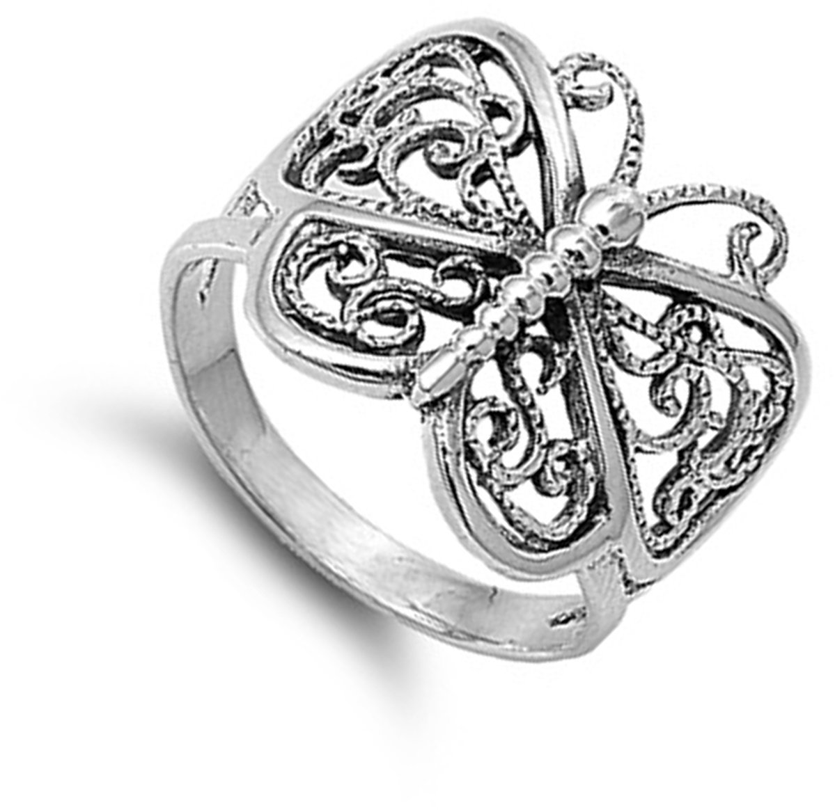 Sterling Silver Women's Butterfly Cute Ring Wholesale 925 Band 19mm Size 7