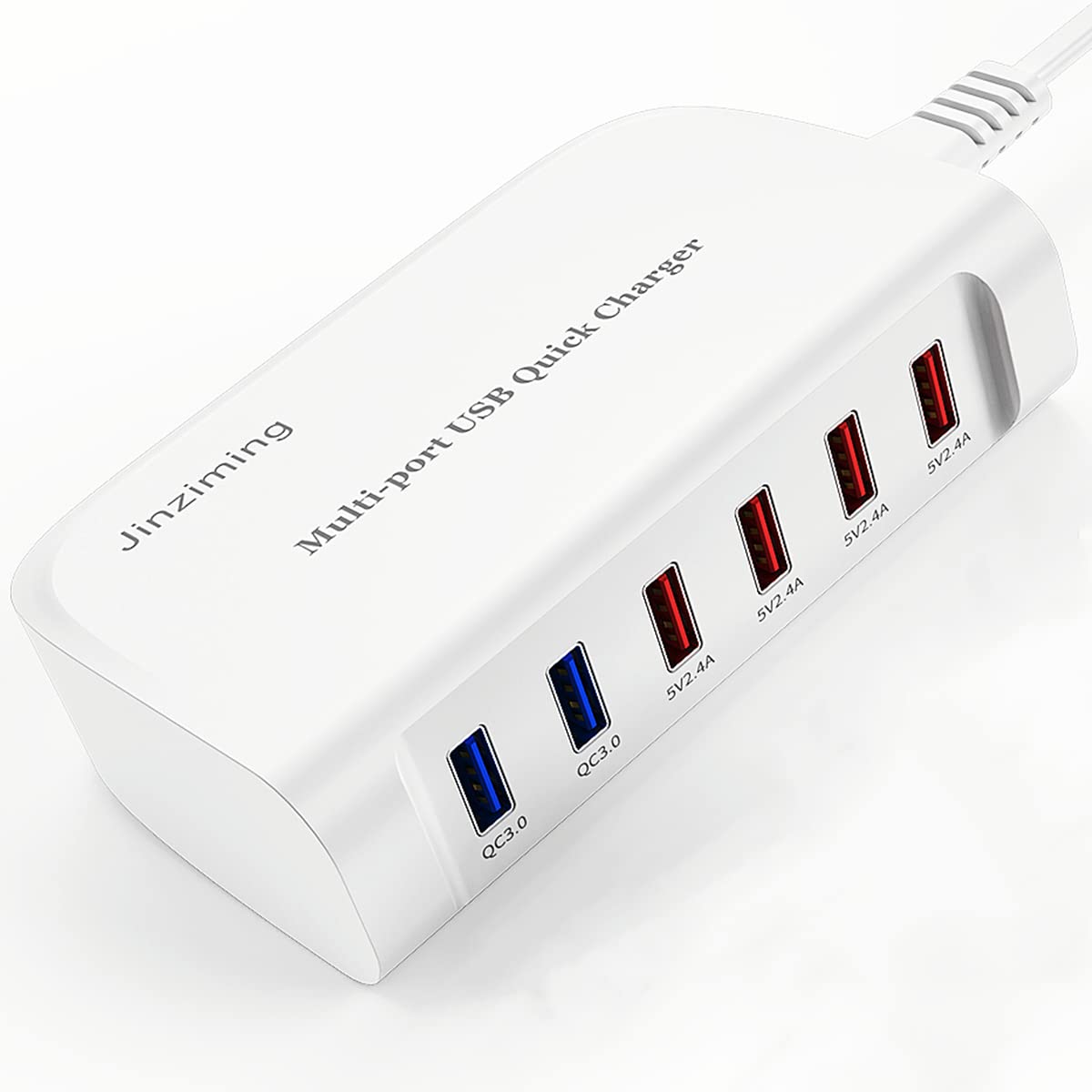 USB Charging Station Wall Charger for Multiple Device 6 Ports Charging Hub USB Power Strip Adapter 84W Phone Charging Block Multi Port QC3.0 Fast Charge Dock Compatible with iPhone iPad Galaxy Tablet