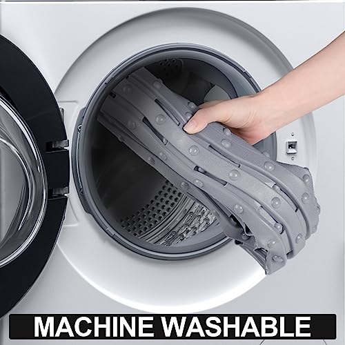 SUMLANS Foldable Non Slip Bath Mat, Bath Tub Mat Non Slip, Safe Soft Shower Mat with Strong Grip Suction Cups and Drain Holes, Clean Machine Washable for Bathroom, Wavy 16 x 27 in (Gray)