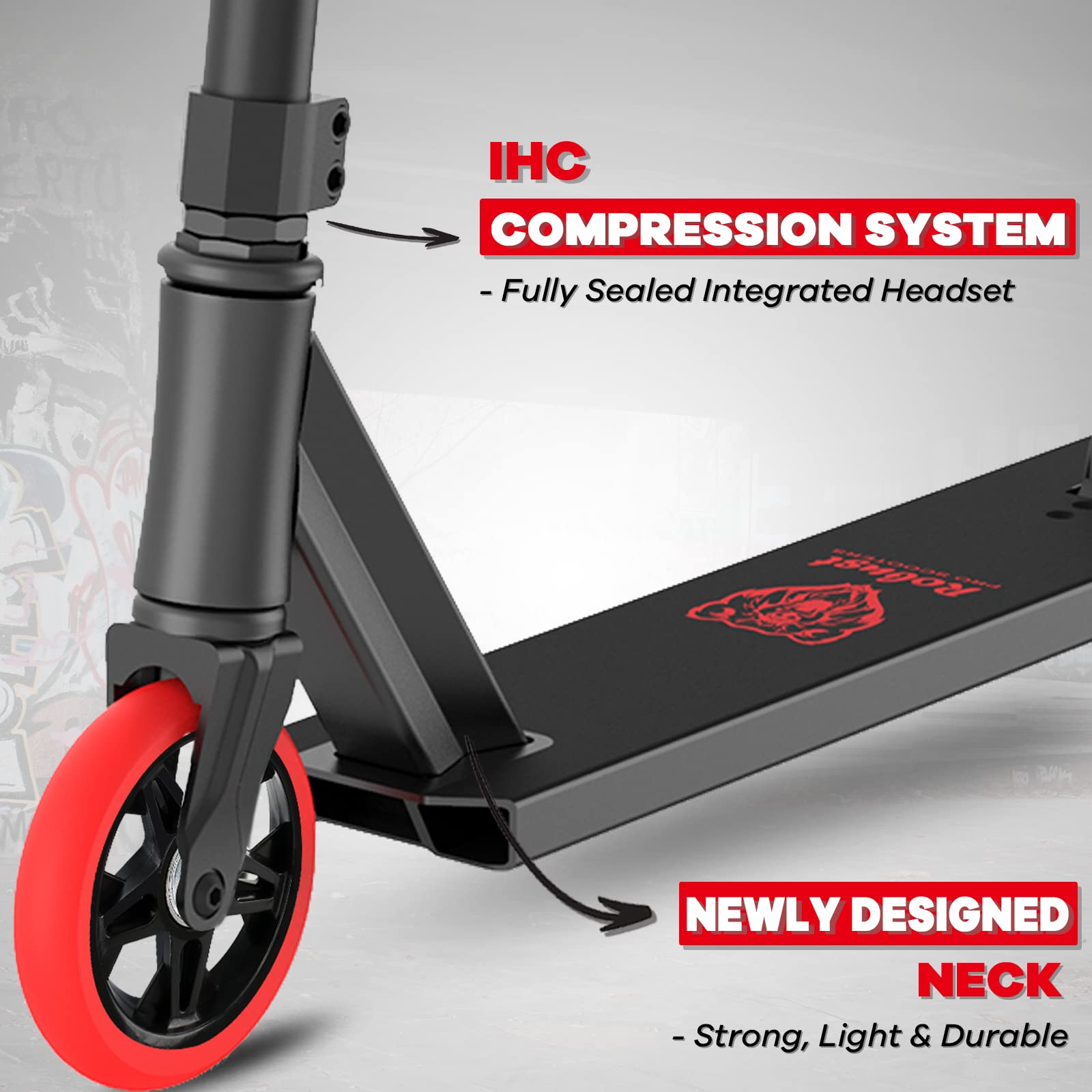 VOKUL Pro Scooter, Metal Wheel Entry Level Trick Stunt Scooter, Freestyle BMX Complete Scooter for Kids Ages 6 Years and Up(Red)